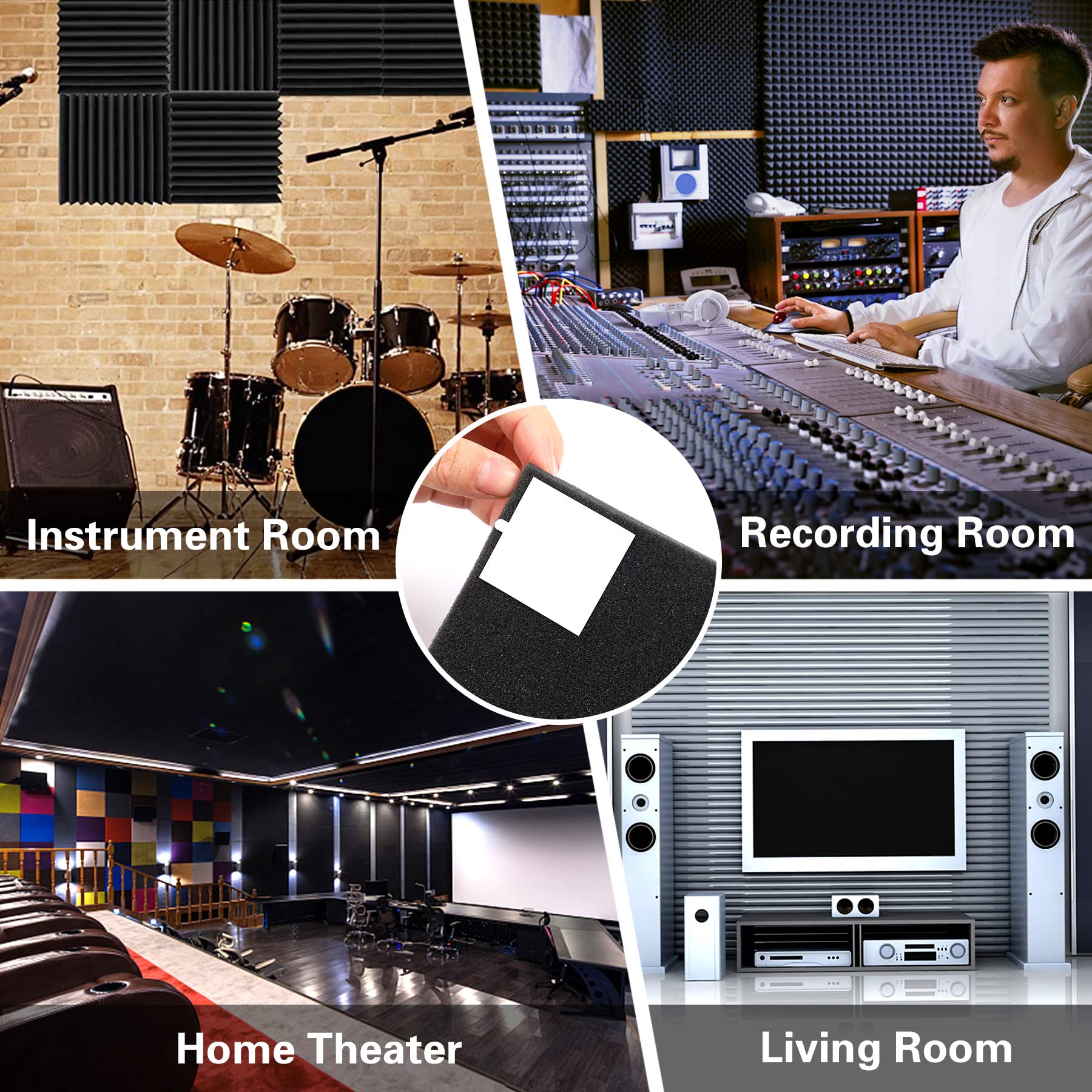 SEPGLITTER 100 Pack Square Double Sided Foam Panel Tape Sticker Strong Pad Mounting Adhesive Tape for Acoustic Soundproofing Foam Panels Heavy Duty Wall Foam Acoustic Panel Tape, 1.58 inch