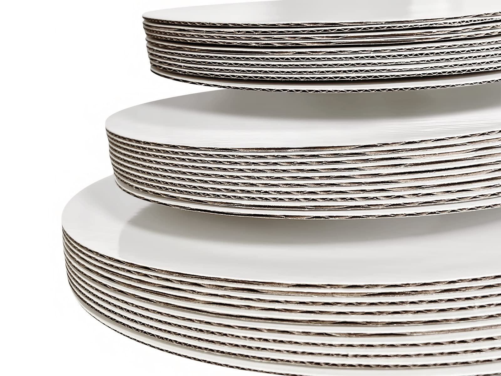 ONEMORE 30-Pack White Cake Board Rounds,Circle Cardboard Base Boards, 8, 10 and 12-Inch. Perfect for Cake Decorating, 10 of Each Size (White,30)