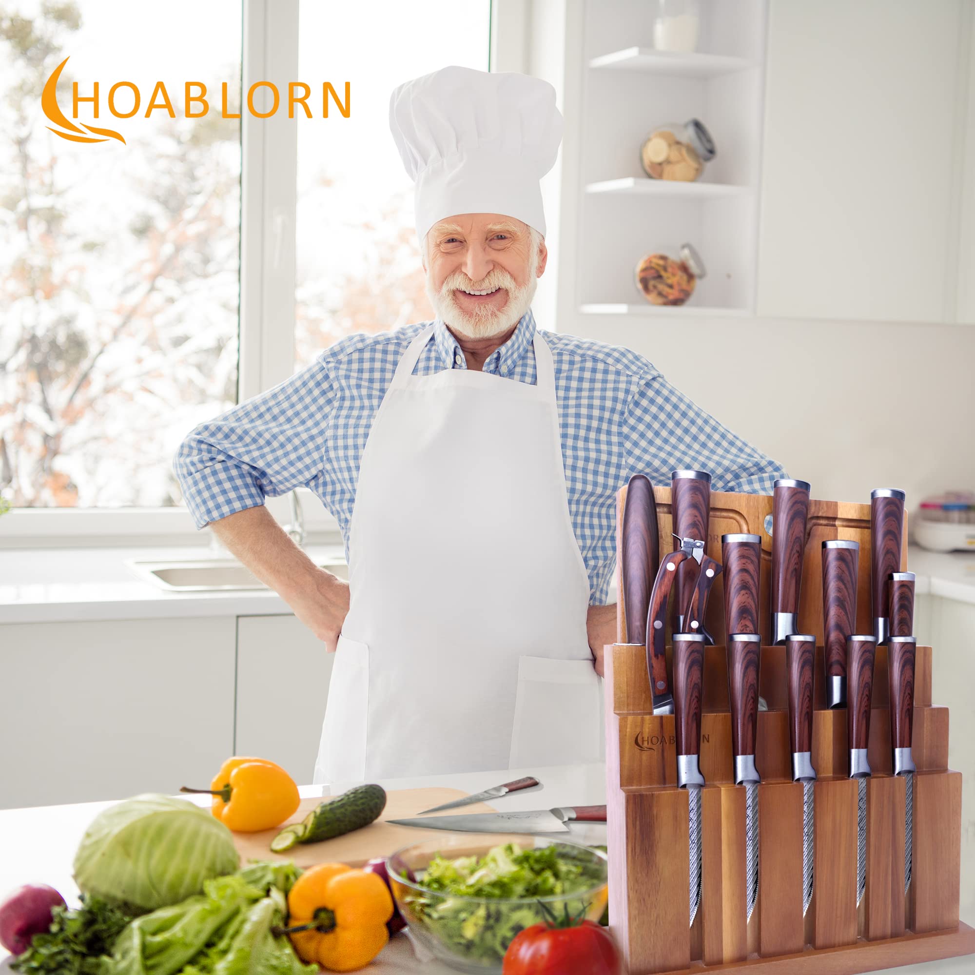 Universal knife block without knives Created Knife Holder HOABLRON AK01 Large & Luxurious Knife Block 3 tiers desgin Elegant Kitchen Set (Knife holder for AK01)