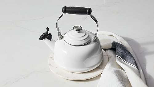 Le Creuset Enamel on Steel Whistling Tea Kettle with Gold Finishes, 1.7 qt., Rhone