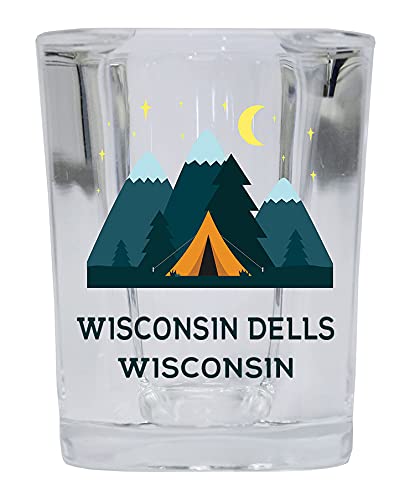 R and R Imports Wisconsin Dells Wisconsin 2 Ounce Square Base Liquor Shot Glass Tent Design