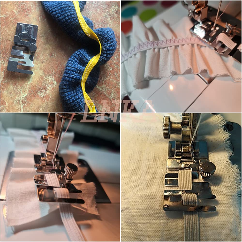LNKA Elastic Presser Foot #9907-6 Fabric Snap On Cord Band Stretch Foot for Brother Singer Janome Juki Sewing Machine