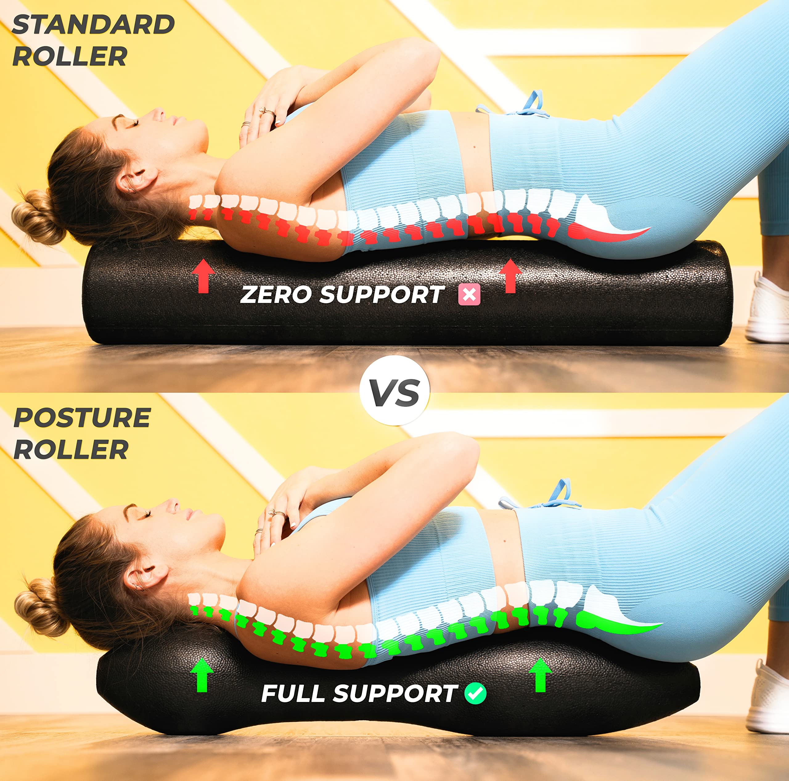 Solex Posture Corrector Foam Body Roller for Muscles Deep Tissue, Spine Alignment Back Roller Helps Increase Mobility, Improve Sleep, Digestion & More, Physical Therapy Foam Roller for Back Pain