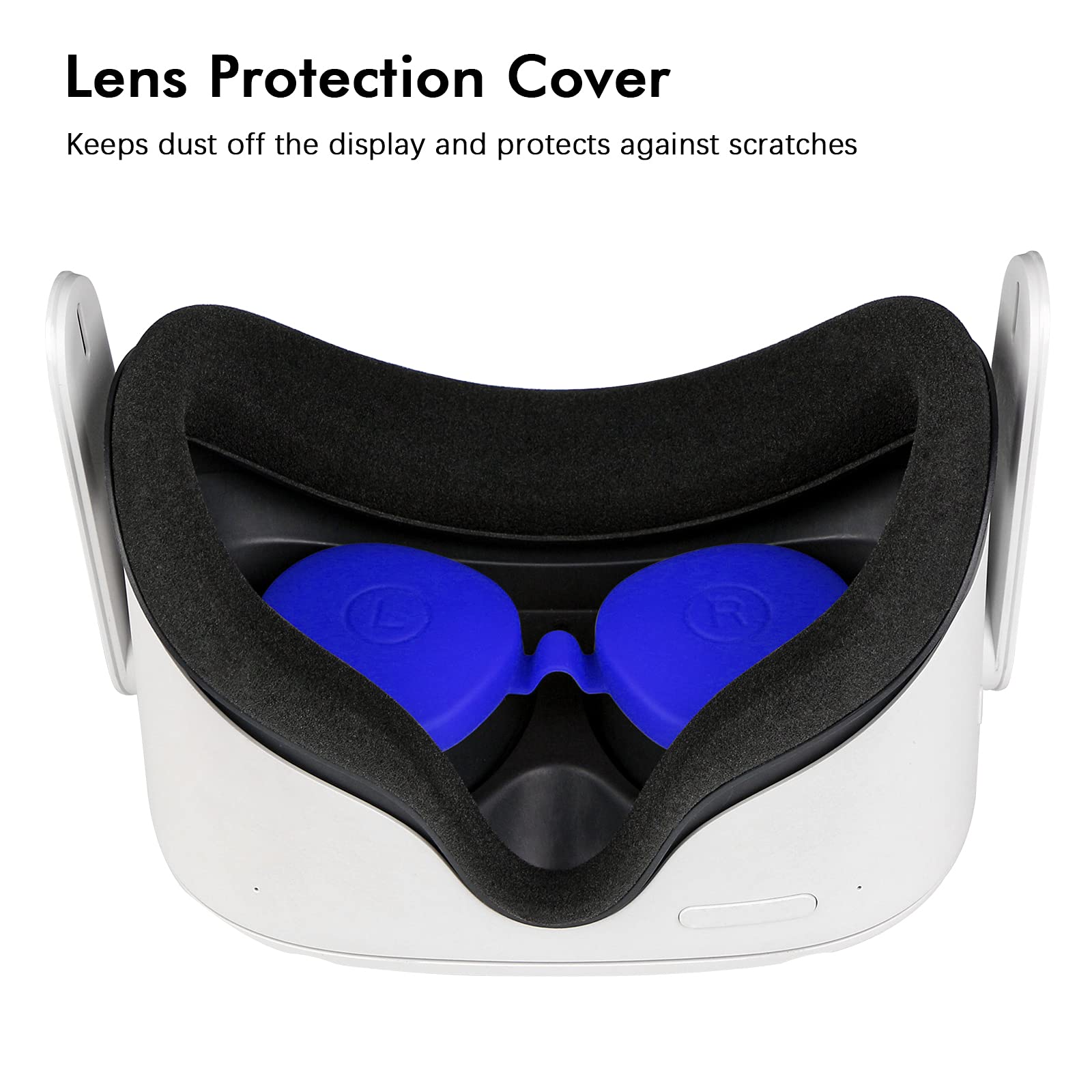Oculus Quest 2 Accessories with VR Face Cover,Touch Controller Grip Cover and VR Lens Protective Cover, Made of Premium Silicone Material,VR Headset Accessories Sweatproof and Enhance Comfort(Blue)