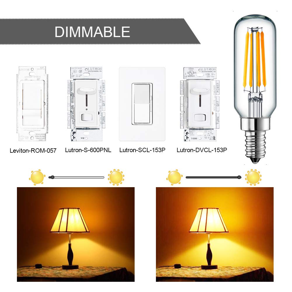 LEKE E12 LED Bulb 40w Candelabra Light Bulb Dimmable T6 LED Bulb 2700K 400lm 4w E12 Edison Bulb 6 Pack