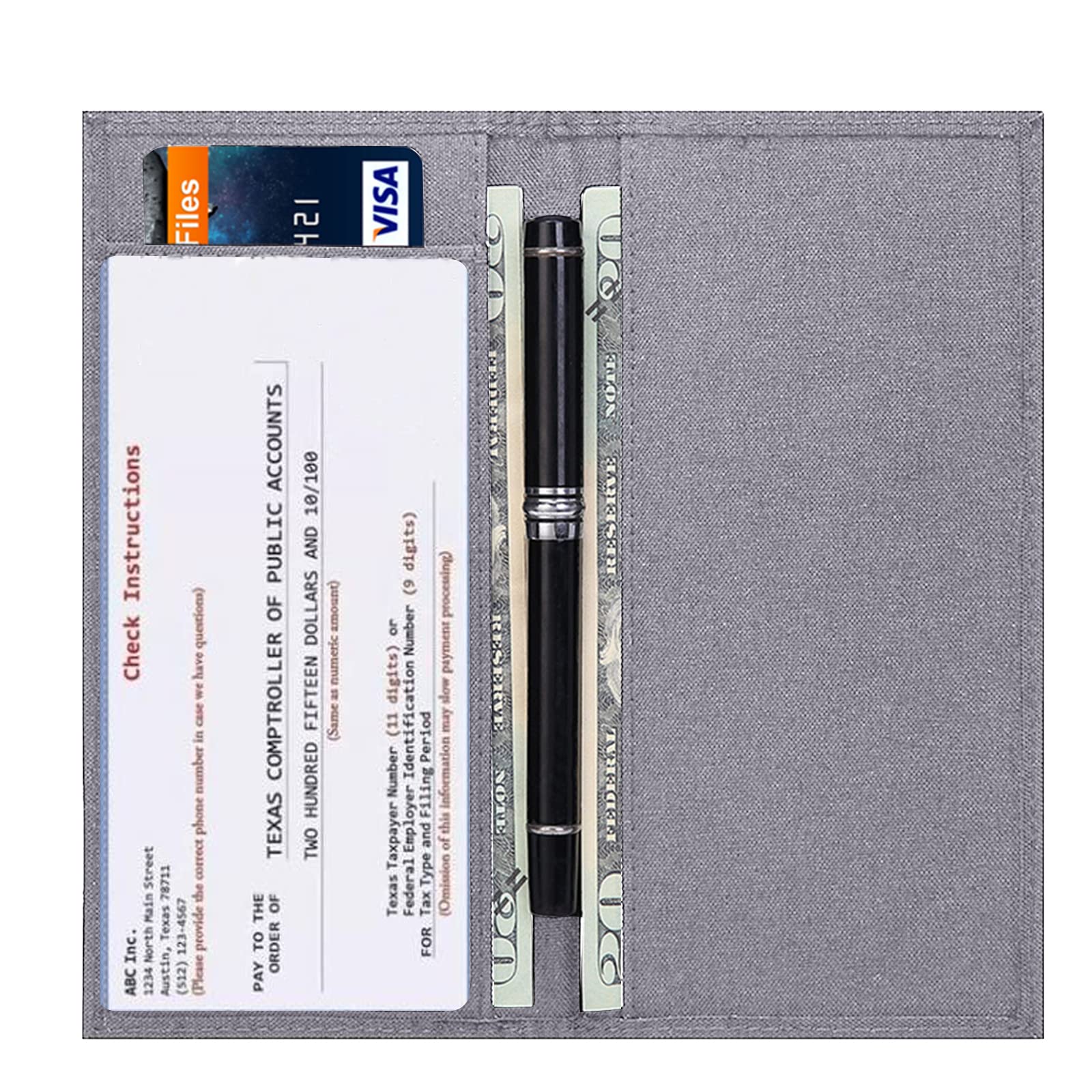 LLi Cufite Checkbook Cover for Top & Side Registers Duplicate Checks with PVC Flap RFID Blocking for Men and Women Waterproof Sturdy Smooth