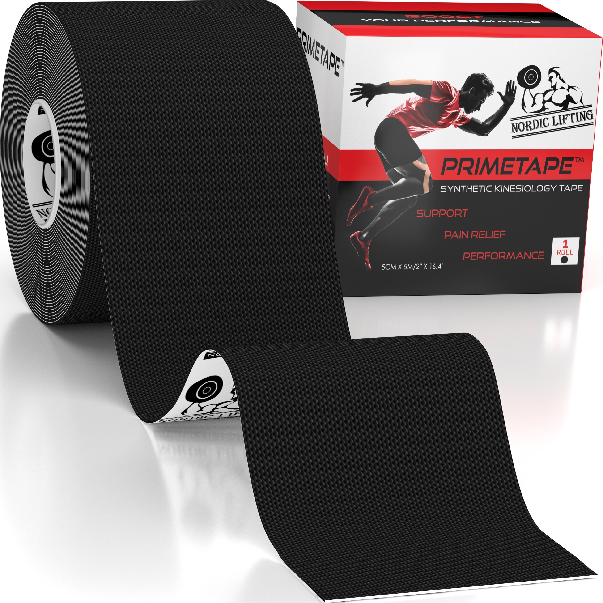 Nordic Lifting Kinesiology Tape 1p - Black Bundle with Slam Ball 12 lb