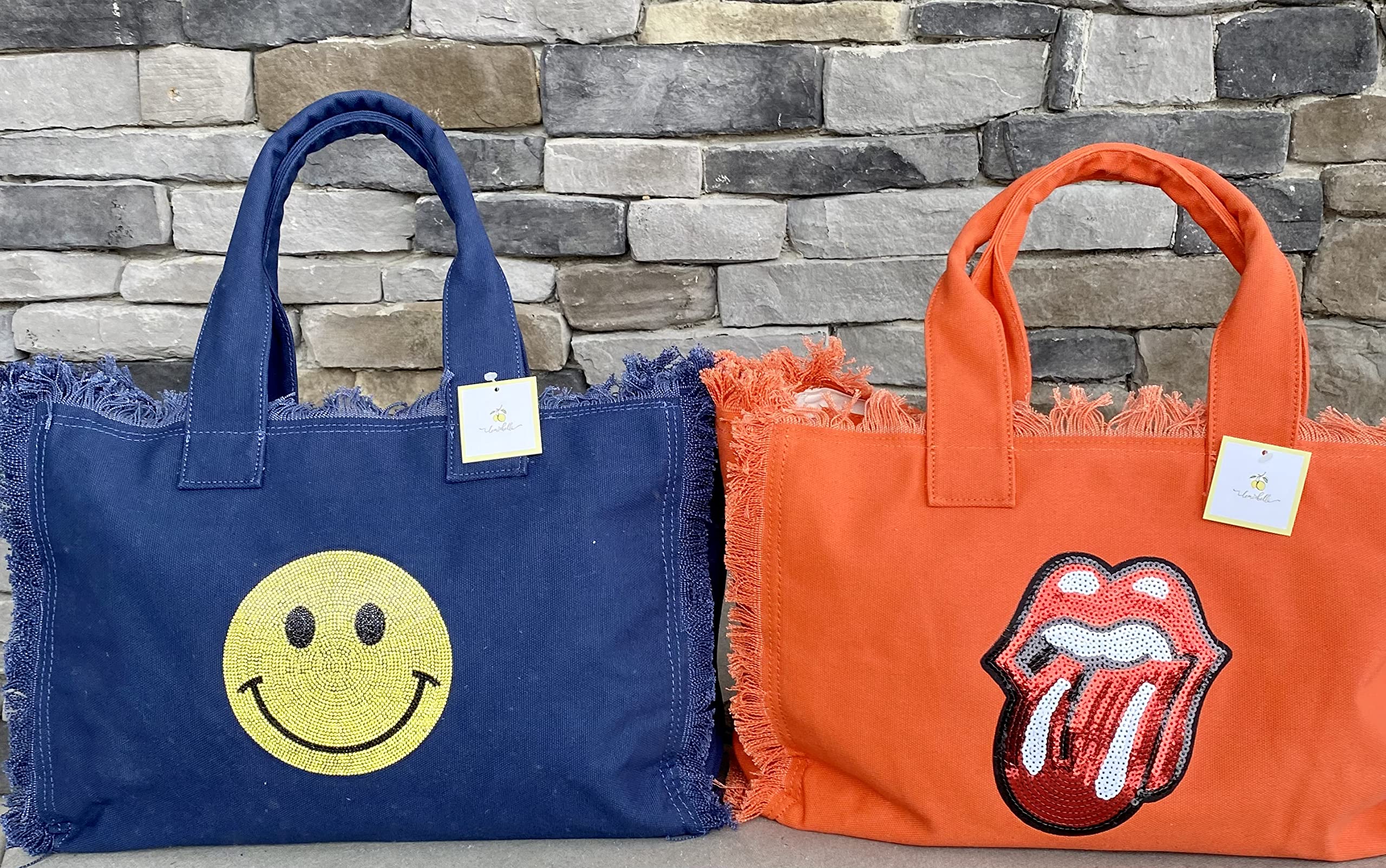 Sailcloth Women’s Tote, Women’s Smile Canvas Bag, Smile Purse, Smile Beach Bag, Smile Tote (Navy)