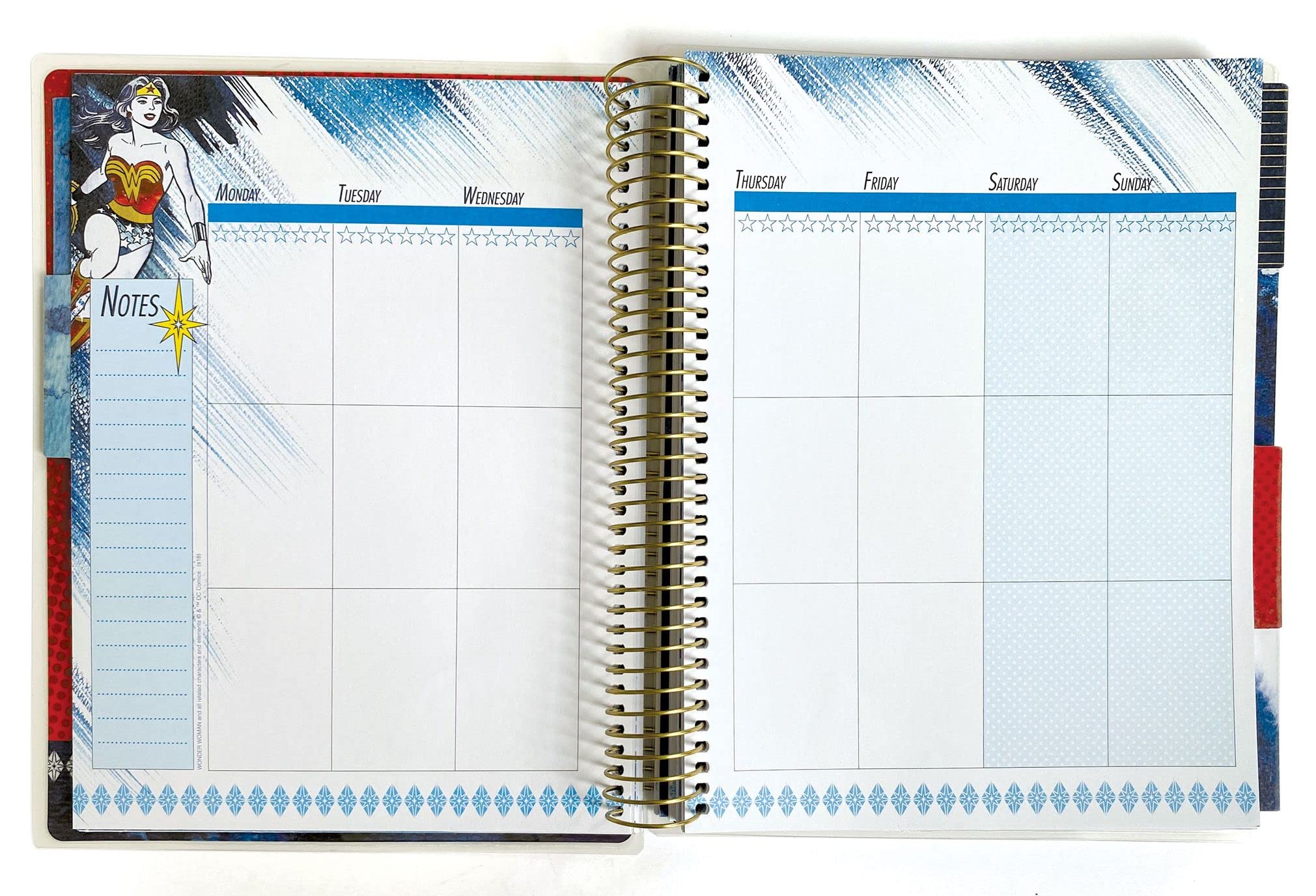 Paper House Productions DC Comics Wonder Woman 12 Month Undated 9.5" Planner with Month and Event Flag Stickers