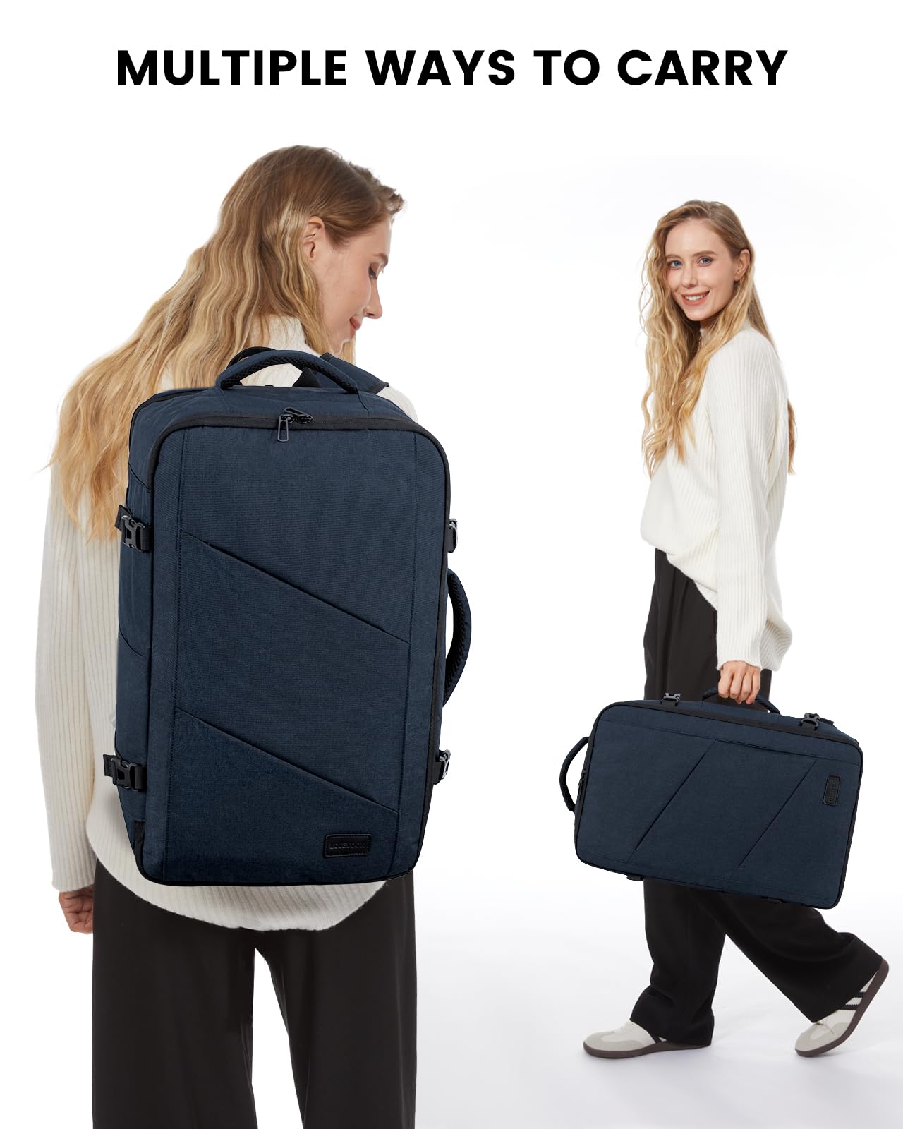 LOVEVOOK Travel Backpack, Expandable 50L Extra Large Carry on Backpack, Flight Approved, Anti-Theft Water Resistant 18 Inch Weekender Backpack for Men Women, with USB Port, Navy Blue