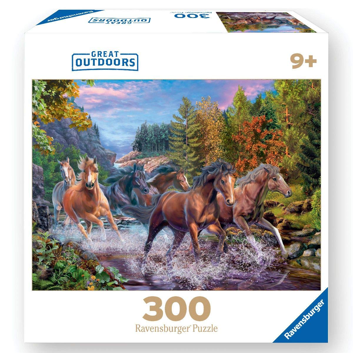 Ravensburger 82098 Great Outdoors Puzzle Series: Rushing River Horses| 300 PC Puzzles for Adults – Every Piece is Unique, Softclick Technology Means Pieces Fit Together