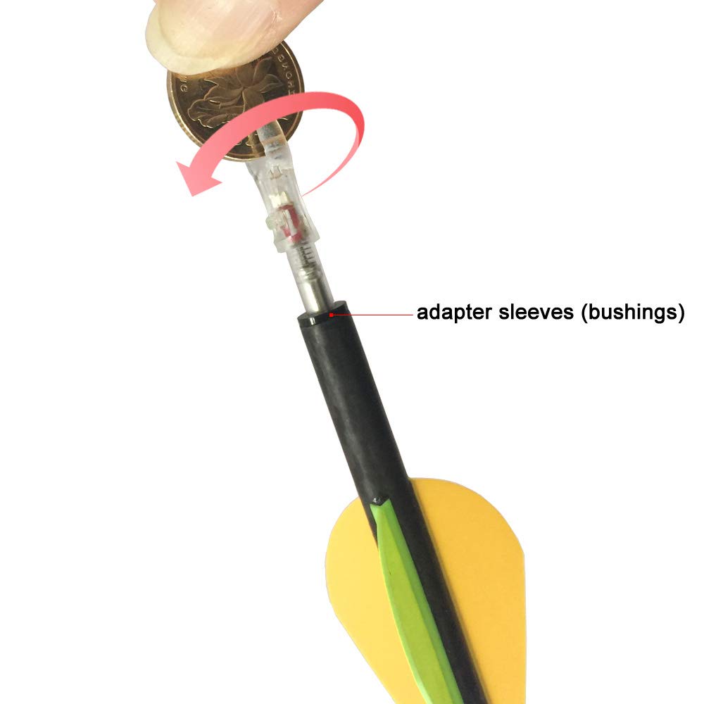 Lzwow 6PCS-Lighted Archery Nocks for Arrows with 4.2mm/.165 Inside Diameter, Including Adapter Sleeves (bushings), Universal Fit G, X, S