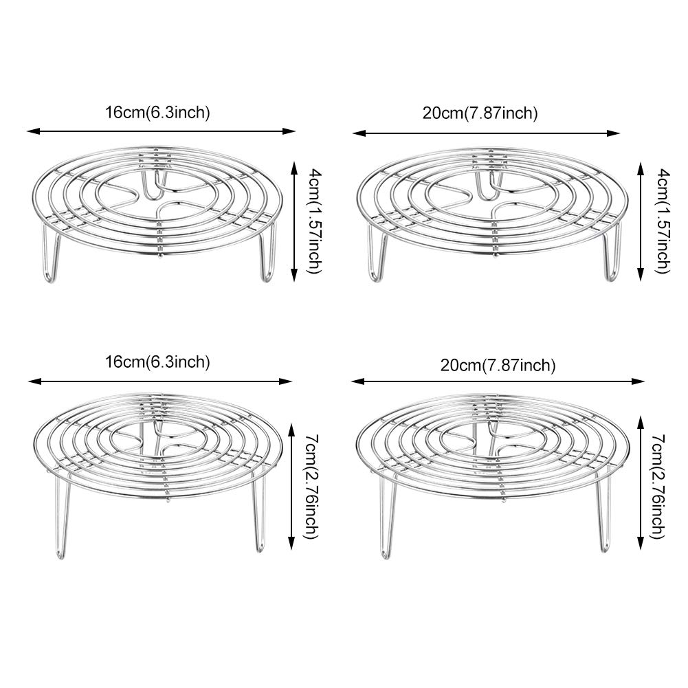 Round Steamer Rack and Cooling Rack,Stainless Steel Pot Trivet, Wire Steamer Kettle Rack Holder, Fit For Pots Cookware Pressure Cooker Pans Up, 8-Inches (size:20x7cm)