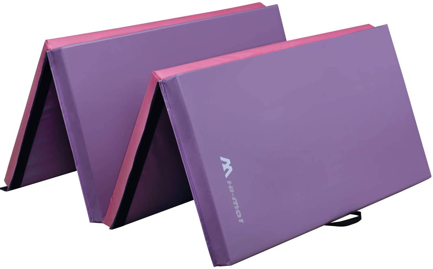 M HI-Mat 2'' Thick Gymnastics Mat,Portable Folding Exercise Mat,Aerobics,Yoga, Martial Art (Rose Red&purple)