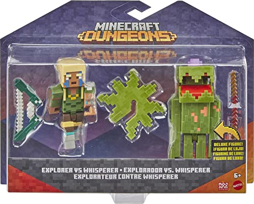 Mattel Minecraft Craft-a-Block 2-Pk, Action Figures & Toys to Create, Explore and Survive, Authentic Pixelated Designs, Collectible Gifts for Kids Age 6 Years and Older