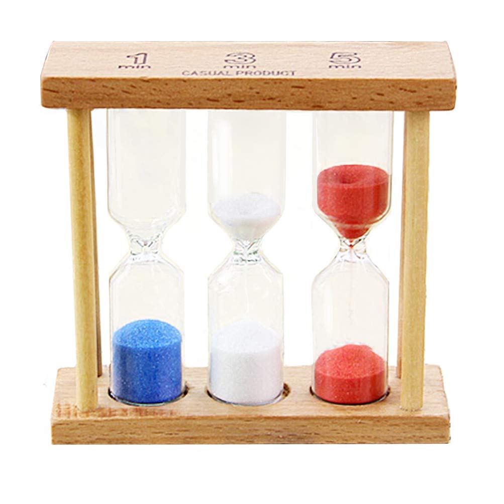 Stocking Stuffer iPhyhe 1/3/5 Minute Tea Egg Timer Hourglass with Wooden Frame