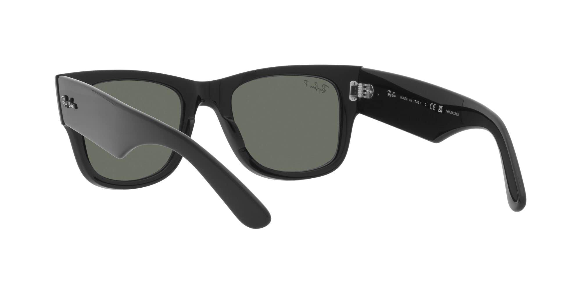 Ray-Ban RB0840SF Mega Wayfarer Low Bridge Fit Square Sunglasses, Black/Green Polarized, 52 mm