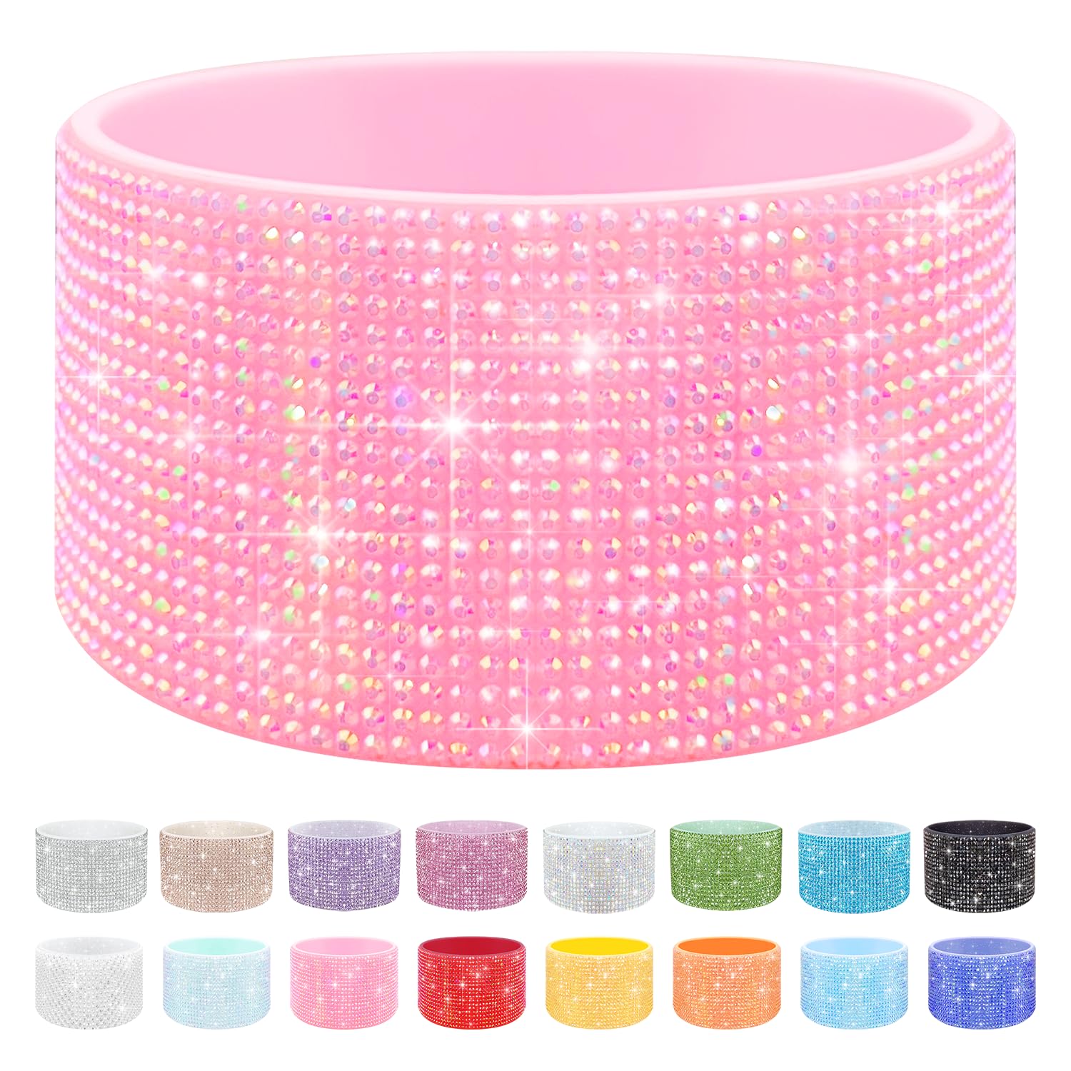 WORBSS Diamond Glitter Silicone Boot for Stanley Cup 40oz Tumbler & Simple Modern 30-40oz Trek Tumbler Accessories for 2.8-2.9 inch Trapezoidal Cylinder Base Water Bottles Bottom Anti-Slip Sleeve