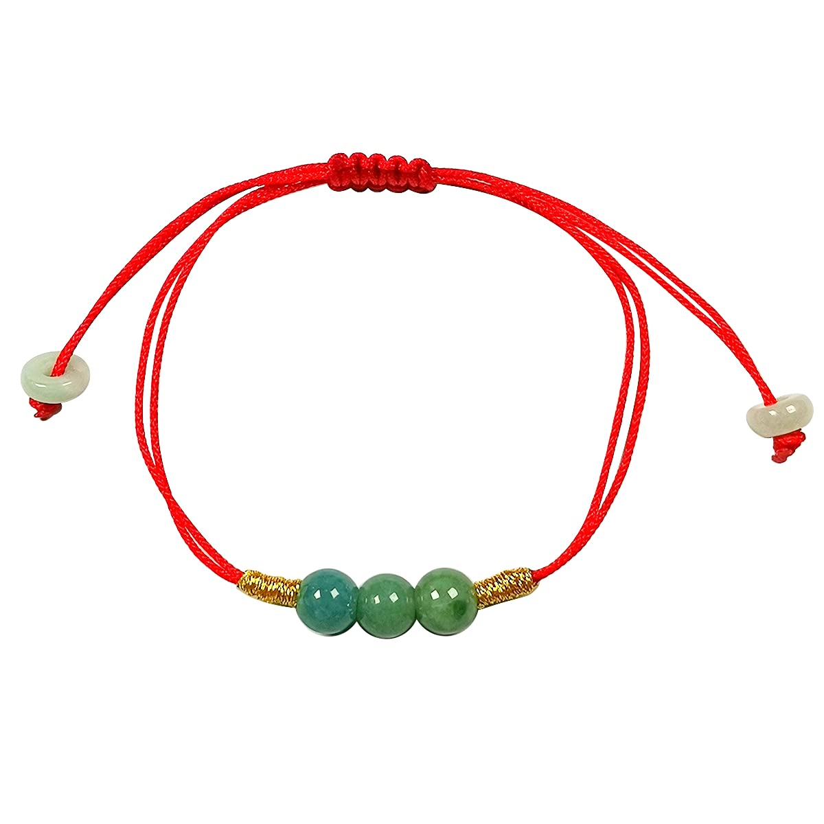 Qordelia Natural Green Jade Red String Bracelet Beads Jade Cuff Women Bangle Chinese Nephrite Personalized Gift for Mom Sister Gift for Her