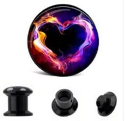 Pierced Republic Smoke Heart Ear Gauges - Pair of Screw-On Acrylic Ear Plugs - 8 Size Options (0 Gauge (8mm))