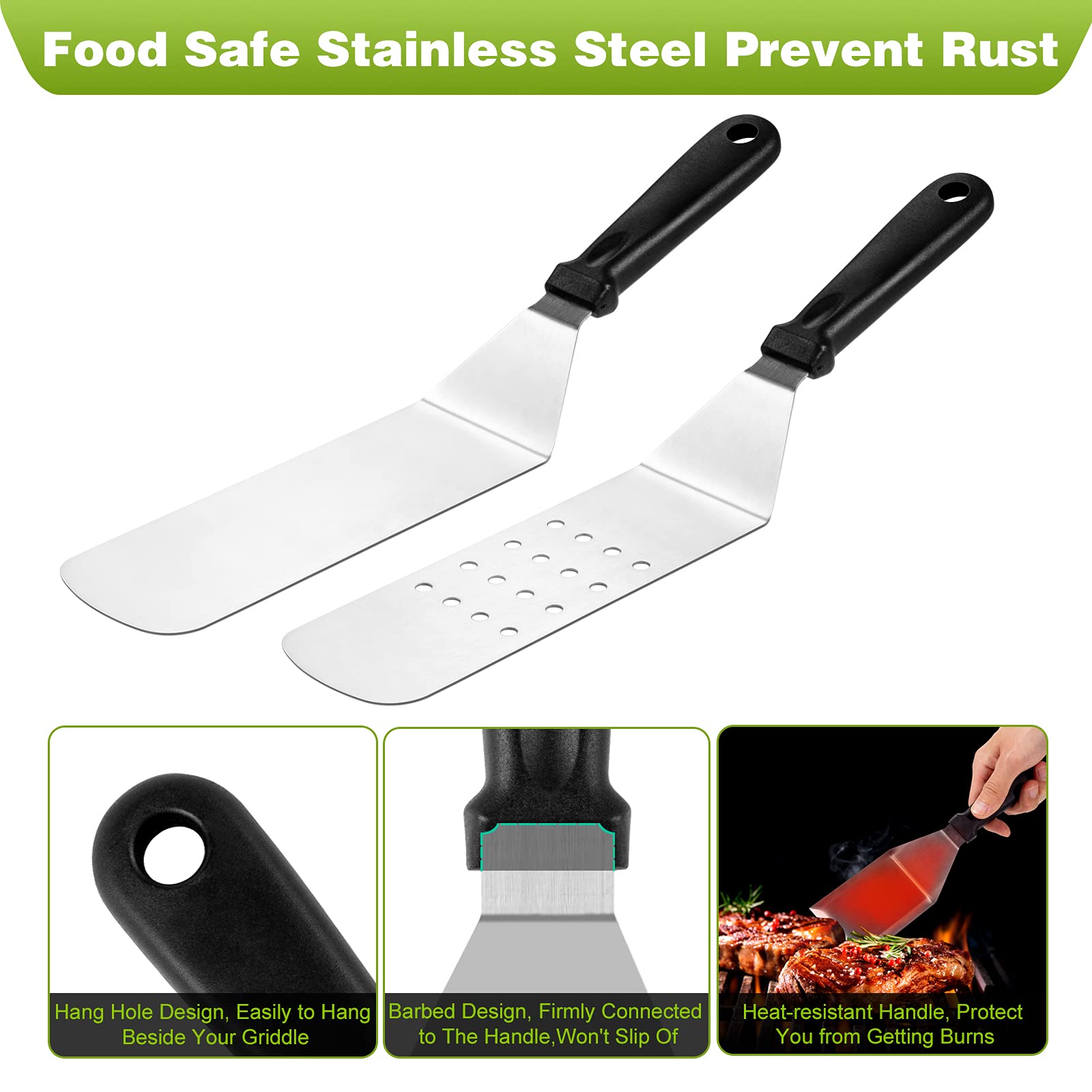 OneLeaf Griddle Accessories, 41Pcs Flat Top Grill Chef, Professional Griddle Tools with Spatula, Basting Cover, Meat Injector, Egg Rings for Outdoor Camping
