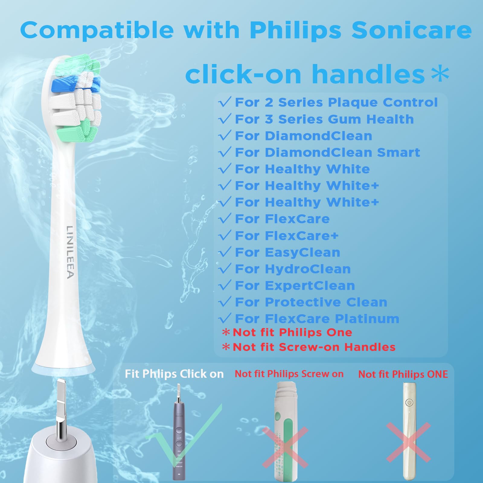 Toothbrush Replacement Heads for Philips Sonicare, Electric Brush Head Compatible with Phillips Sonic Care Toothbrush Heads (2-Pack)