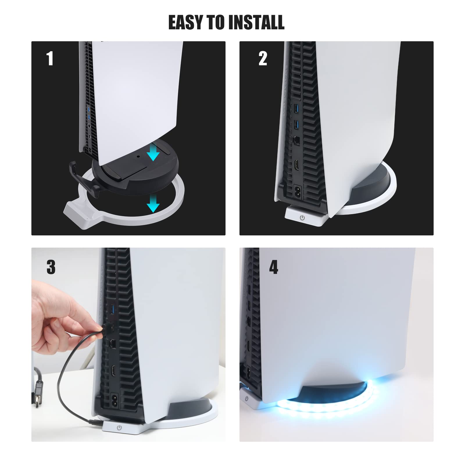 PS5 LED Light Stand, PS5 LED Light Stand with RGB Accessories, RGB LED Light Assecories Stand for PS5 Console (Disc & Digital) - NOT for PS5 SLIM