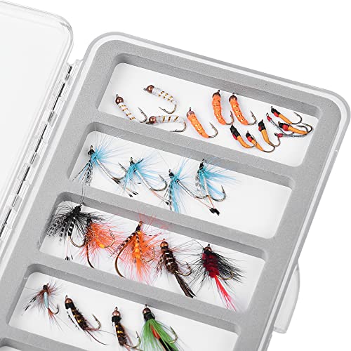 SF Large Magnetic Fly Box Slim Floatable for Fly Fishing Super Thin Fishing Boxes Clear Multi 6 Compartments Tackle Box Small for Fly Hooks Fly Tying Beads