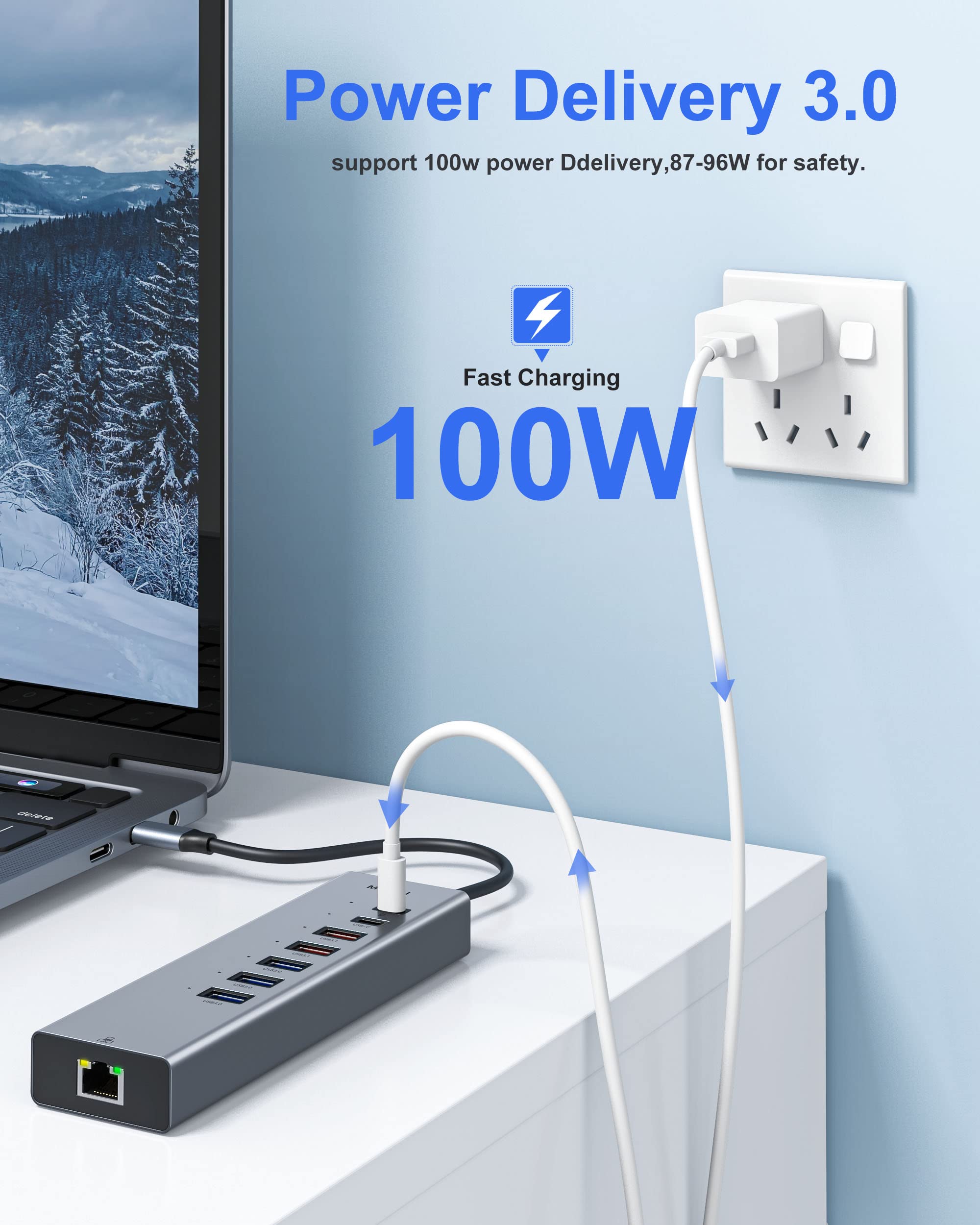 USB C Docking Station Dual Monitor, 10 in 1 Laptop Docking Station USB C Hub Dual HDMI Adapter, USB Dongle with 2 HDMI, Ethernet, 2 USB 3.1, 3 USB 3.0, USB C Data and PD for MacBook/HP/Dell/Lenovo.