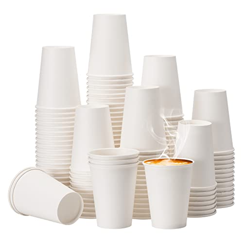 RACETOP Paper Coffee Cups 12 oz [100 pack], Paper Coffee Cups, Disposable Coffee Cups, Ideal for Beverage| Coffee (white, 12oz)