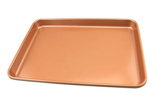 Set of 2 Nonstick Copper Cookie Sheet and Copper Coating Baking Pan for Cookies 11" x 16"