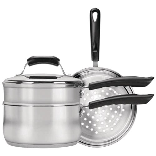 Range Kleen 3-Piece 3-Quart Sauce Pan with Lid, Steamer and Double Boiler Insert