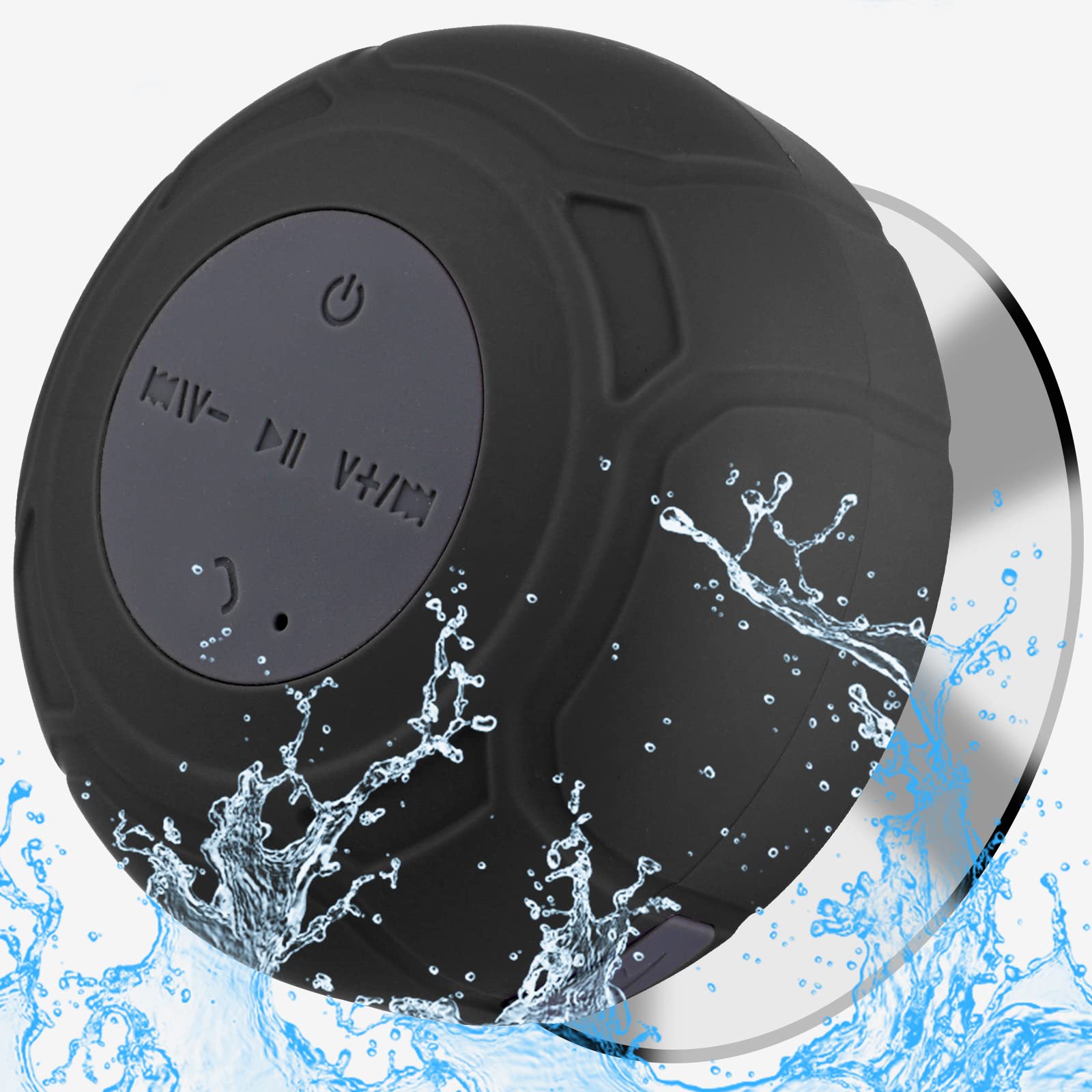 LUKADER Waterproof Bluetooth Shower Speaker Portable Wireless Water-Resistant Speaker Suction Cup,Built-in Mic Gifts for Kids Speakerphone Bathroom Kitchen - Blue