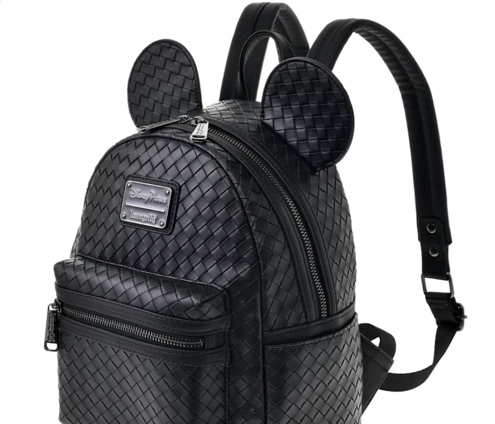 Loungefly Disney Parks Black Woven Mini Backpack - Mickey Mouse