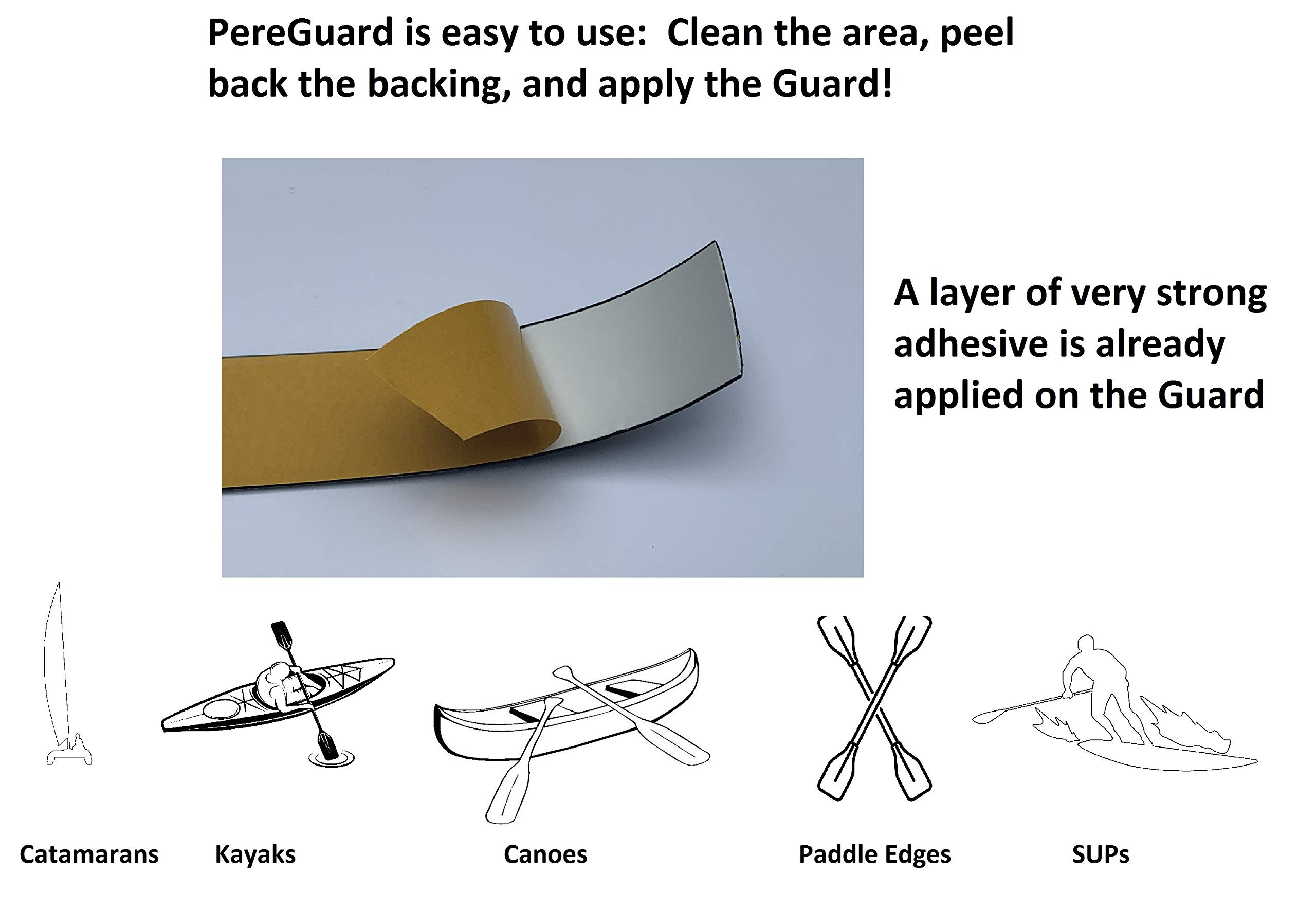 PereGuard Kayak Keel Guard 4" Width Black (3 feet) Kayak Canoe Protective Guard Abrasion Resistance