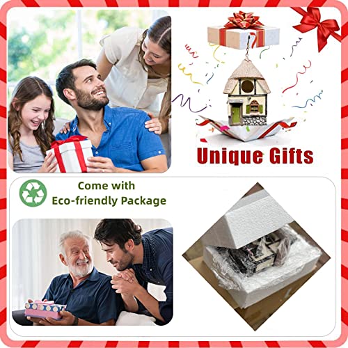 SUQEFAN Resin Bird House,Water Proof,Sun-Proof,Gifts for Bird Lovers,Garden Decorations,Gardening Gifts