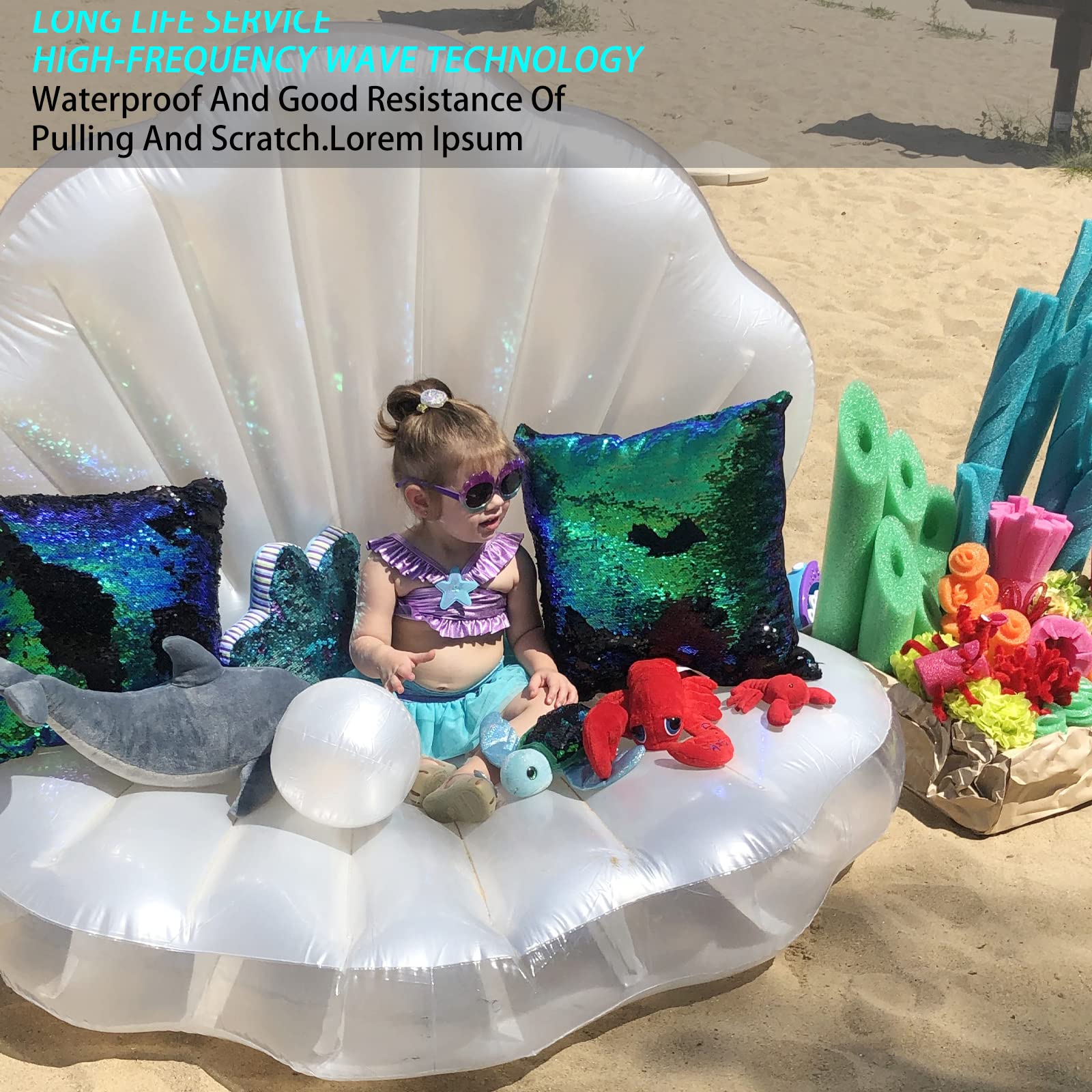 RJCKCC Swimming Pool Inflatable Seashell Float Seashell Inflatable Pool Float Seashell Mermaid Theme Party Floating Ball Giant Air Mattresses Floating Bed Mattress Beach (Inflatable Seashell Float)