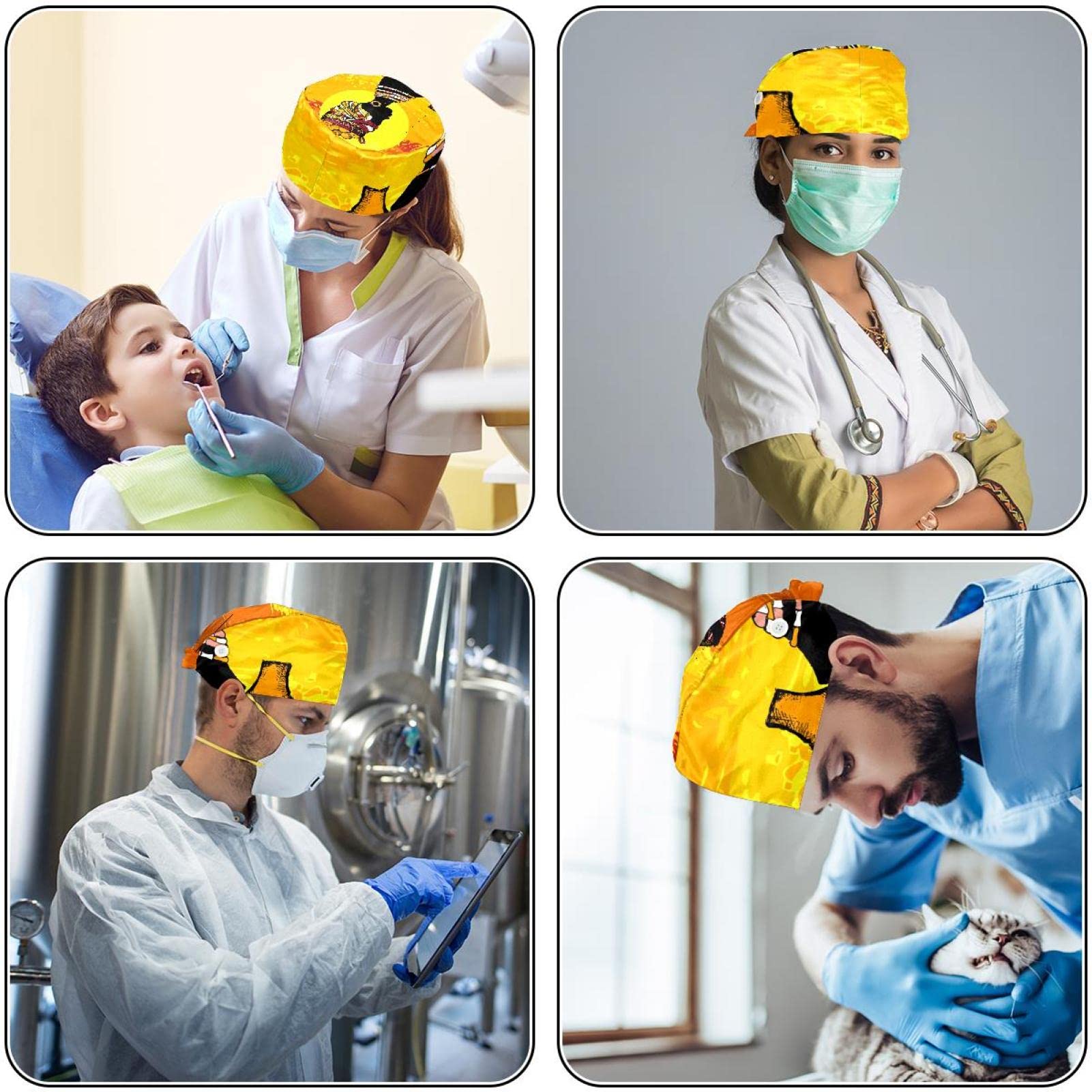 Pshhdgyhs Women and Men Surgical Cap African woman Working Hat One Size Multicolor Hat diameter is 18cm/7in