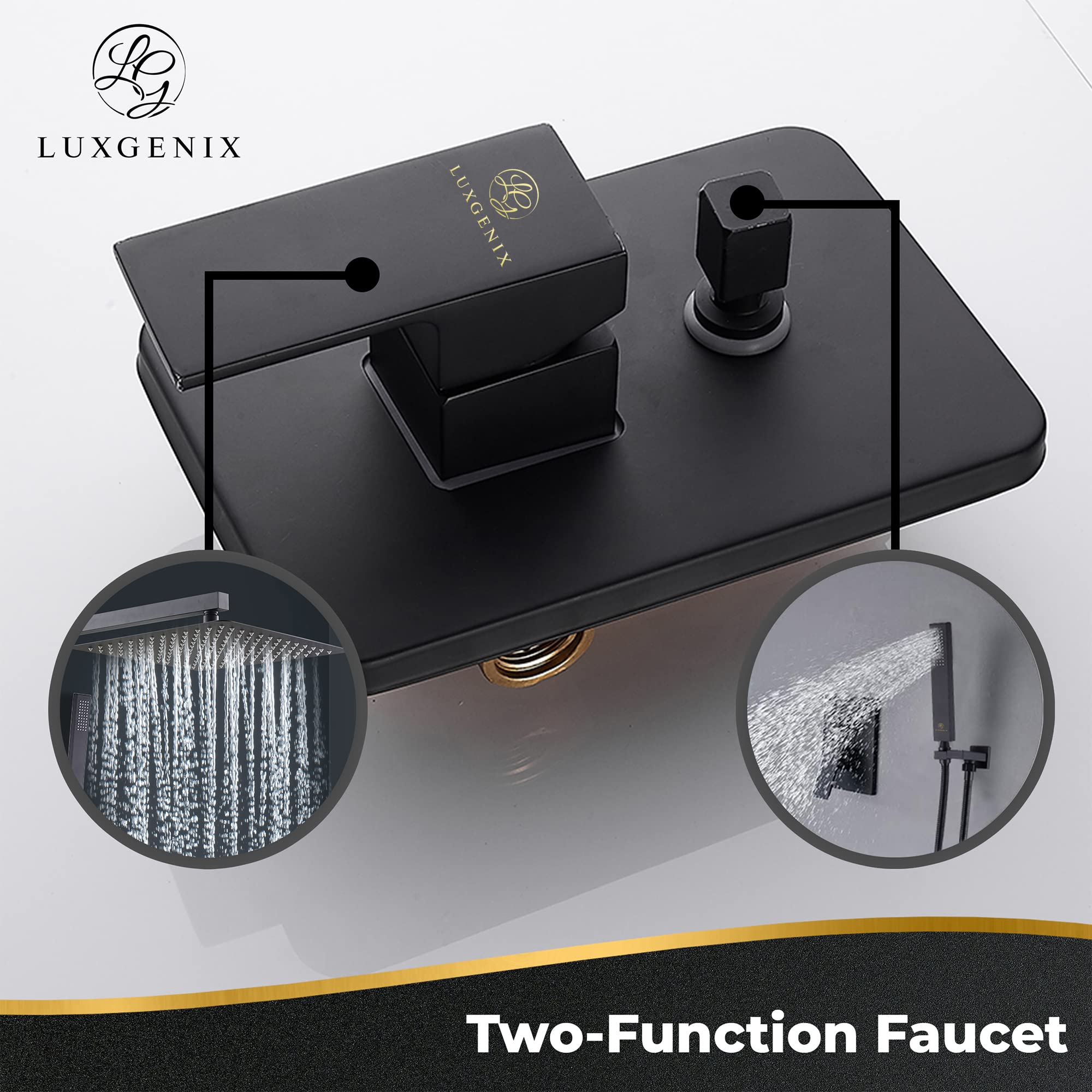 Rain Shower Head - Black Shower Head and Handle Set - Rain Shower Head with Handheld - 10 Inch Matte Black Shower Head - Black Shower Faucet Set - Matte Black Shower System -Matte Black Shower Fixture