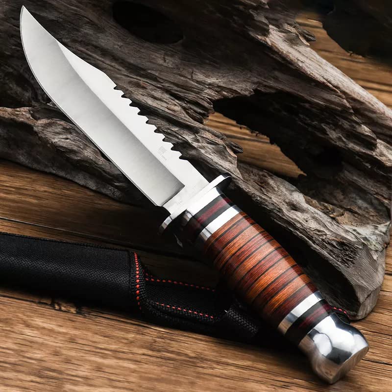 PSK209 - Fixed Blade Knife D2 Blade WOOD Handle Camping Survival Knife Outdoor Hunting