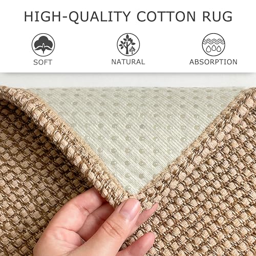 KOZYFLY Boho Rugs for Entryway 2x3 ft Small Area Rugs Washable Rugs Rubber Backed Front Door Rug Natural Cotton Entrance Rugs for Front Porch Bathroom Kitchen Bedroom