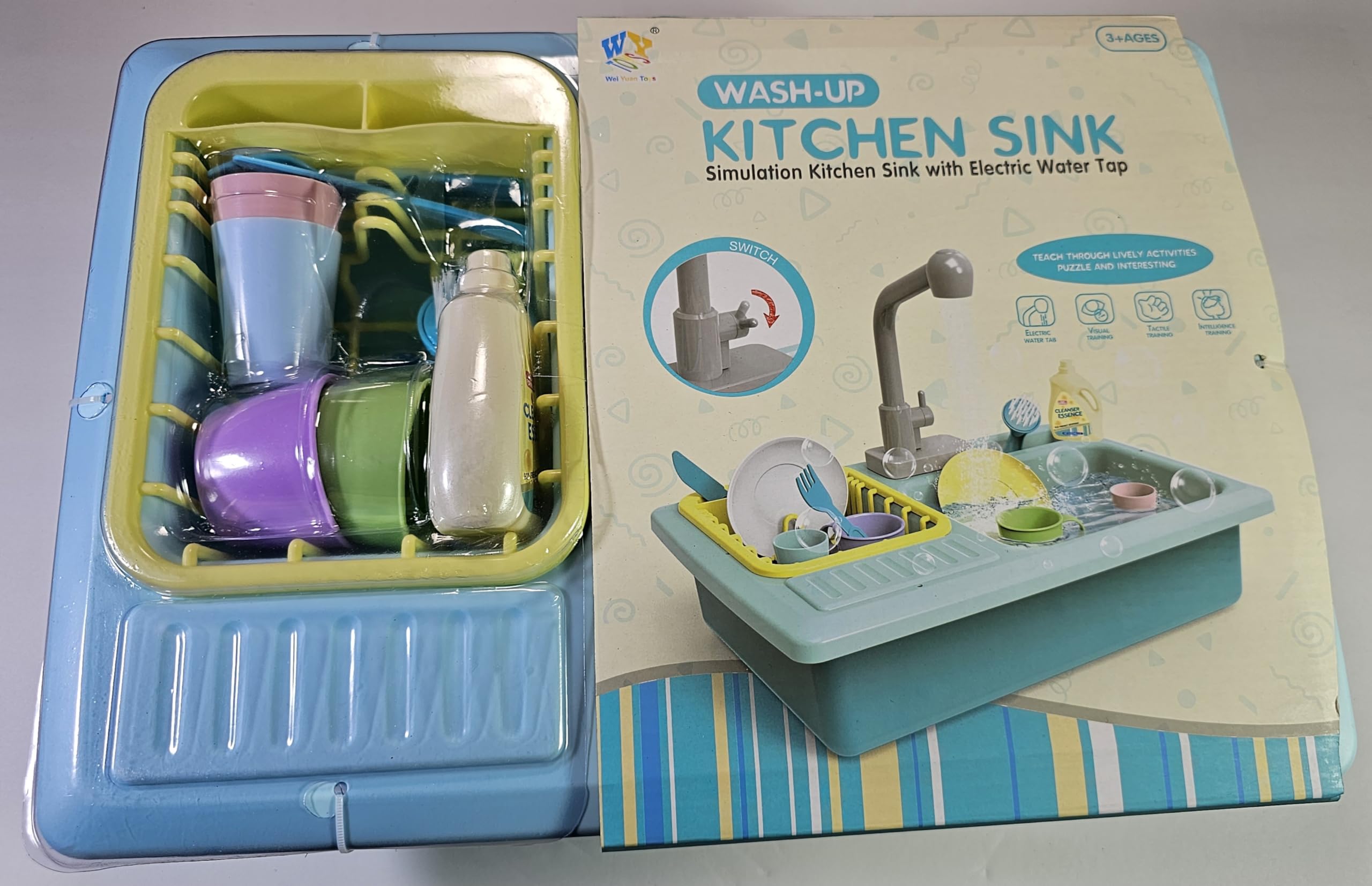 Learnify Running Water Pretend Working Kitchen Sink Toys Electric Dishwasher Play Pretend Emulational Play Kids Toy Sink Great Gift Idea