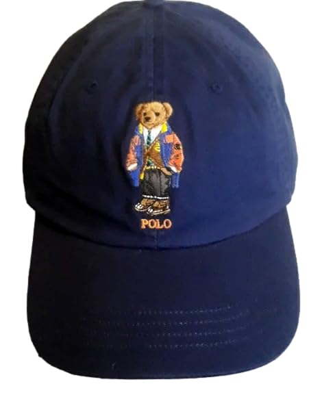POLO RALPH LAUREN Men's Polo Bear Chino Baseball Cap Hat (Varsity Bear,Nvay, One Size