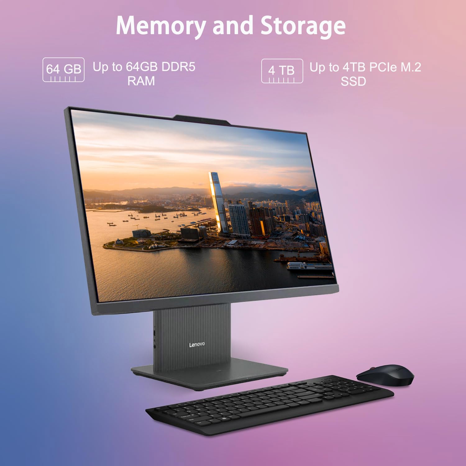Lenovo 2024 IdeaCentre I AIO, 27" QHD Touchscreen, Intel Core i7-13620H, 128GB DDR5 RAM, 8TB SSD, IR Camera, Wireless Charging Base, HDMI, RJ45, Wireless KB & Mouse, Wi-Fi 6, Windows 11 Pro, Grey