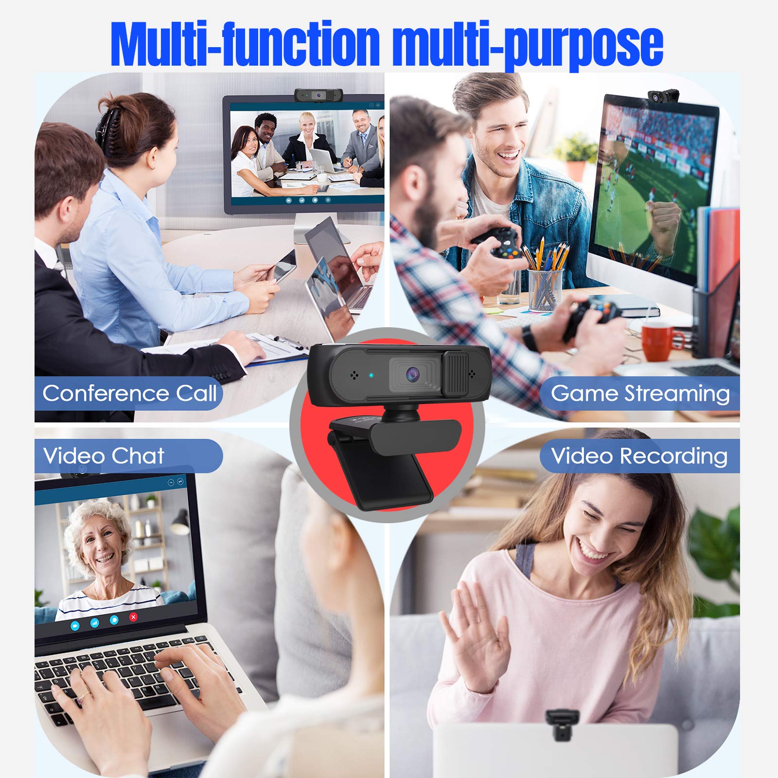 S2 Full HD Webcam 5 Million AF Camera 360 rotatable ABS Digital web cam Support 1080P 720P for Video Conferencing and Android Smart TV