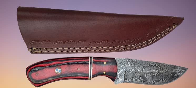 PSK22 - Full Tang Hand Made Damascus Hunting Knife With Pakka Wood Handle, Camping Gift