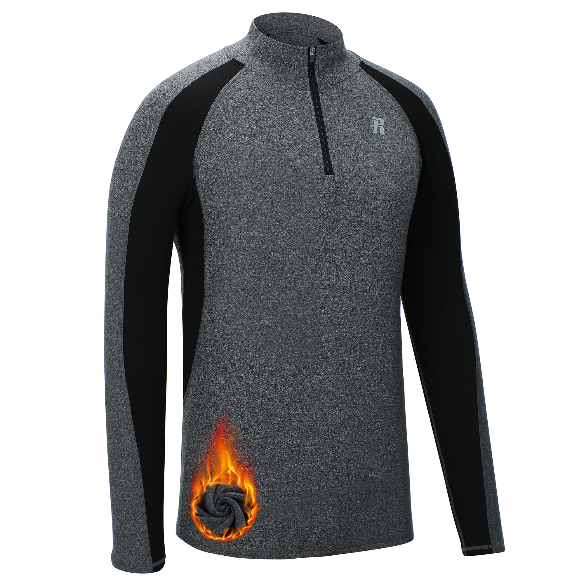 Runhit Mens Quarter Zip Pullover Compression Shirt for Men Ultra Soft Fleece Pullover Men Thermal Long Sleeve Shirt Outdoor Sports Golf Medium Grey