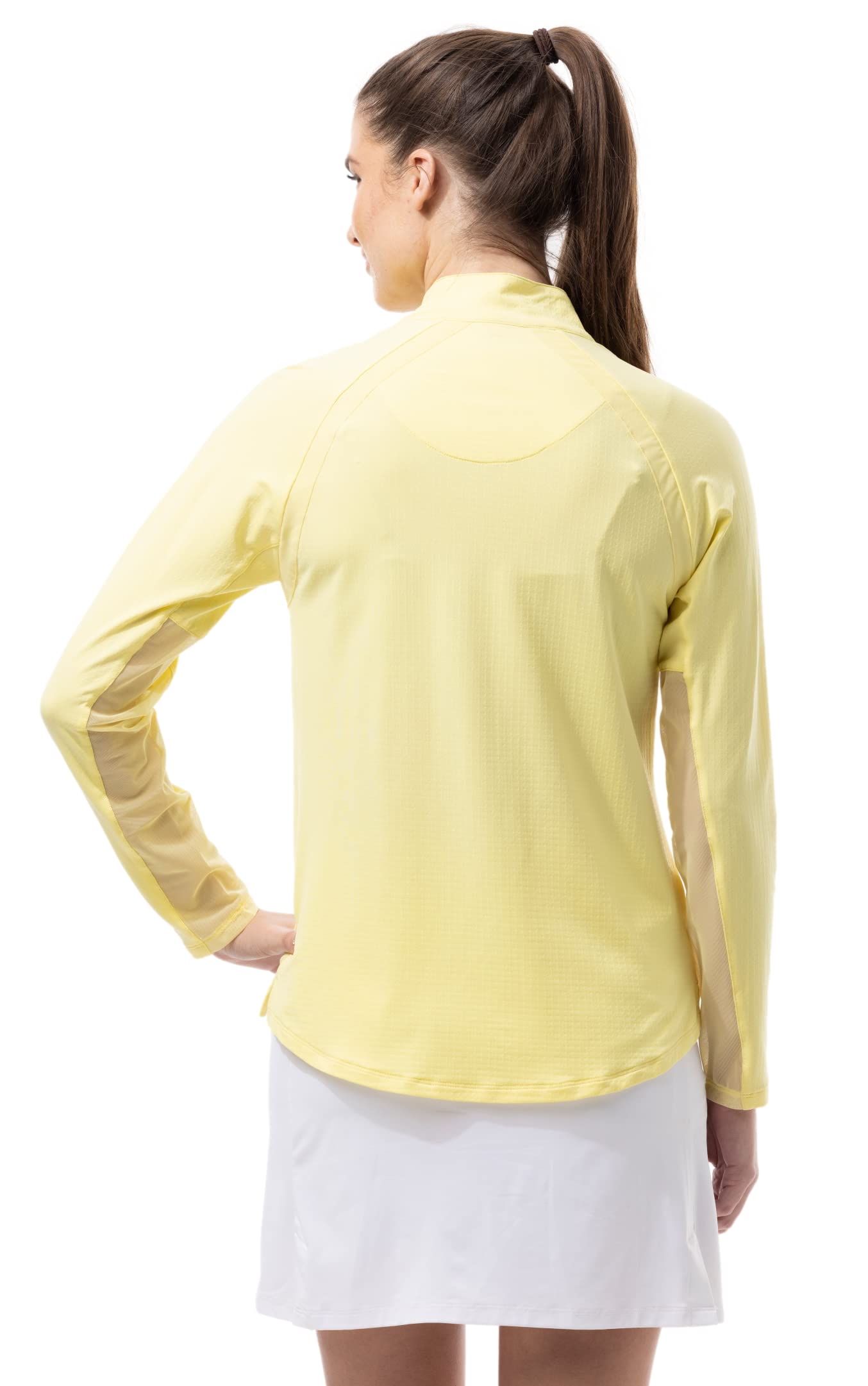 SanSoleil SolTek Raglan Long Sleeve Solid Mock - Buttercup - Large