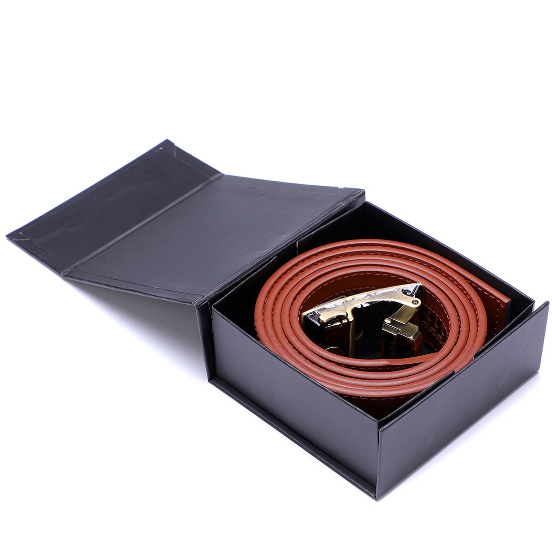 KissTies Leather Belts Black Strap With Gold Buckle