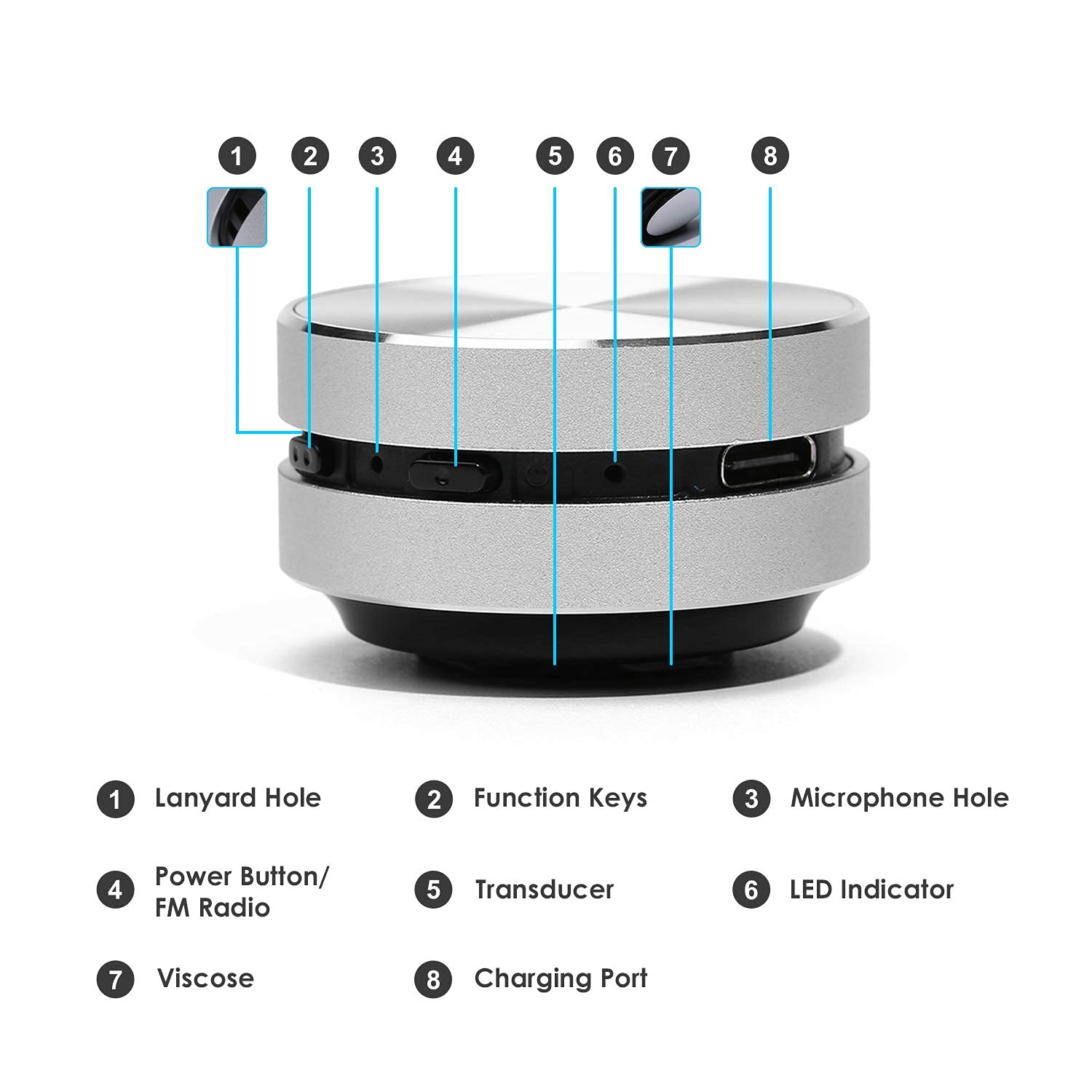 Nebunovo Bone Conduction Humbird Speaker Bluetooth with Magnetic Stickers, Bone Speakers Turn Anything into Speakers Humbird Speaker Wireless Bass Sound for Travel (Silver Humbird)
